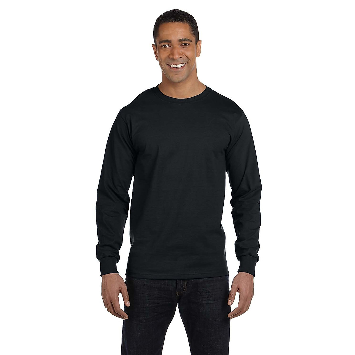 Hanes Men's Essentials Long Sleeve T-shirt Value Pack (2-pack), Black,X Large