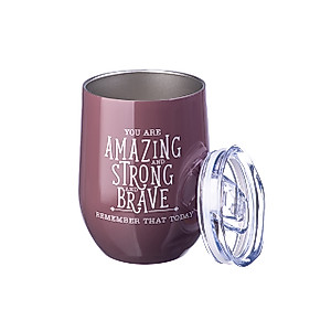 DIVERSEBEE Inspirational Thank You Gifts for Women, Mom, Sister, Wife, Girlfriend, Coworker, Best Friend, Encouragement Birthday Wine Gifts - Insulated Wine Tumbler Cup with Lid 12oz(Mauve)