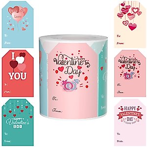 2 * 3 inch Valentines Decorations Stickers, Colorful Heart Stickers, Love Labels, Personalised Design DIY Pink Stickers for Art Craft Cards/Envelopes/Wedding Party and Most Decor Supplies