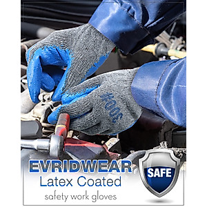 Haysandy 36 Pairs Rubber Latex Double Coated Gloves Large Gardening Gloves Blue Construction Gloves for Men Rubber Coated Gloves for Outdoor