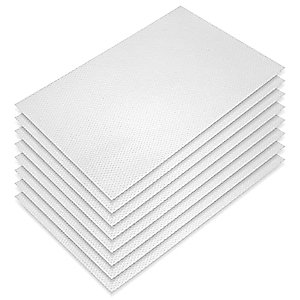 PABUSIOR Refrigerator Liners Mats Washable, 8PCS EVA Transparent 11.8"x17.7" Fridge Shelf Liner, Easy to Cut, Waterproof, Reusable Refrigerator Pads for Fruit, Vegetable Drawers, (Clear Placemat)
