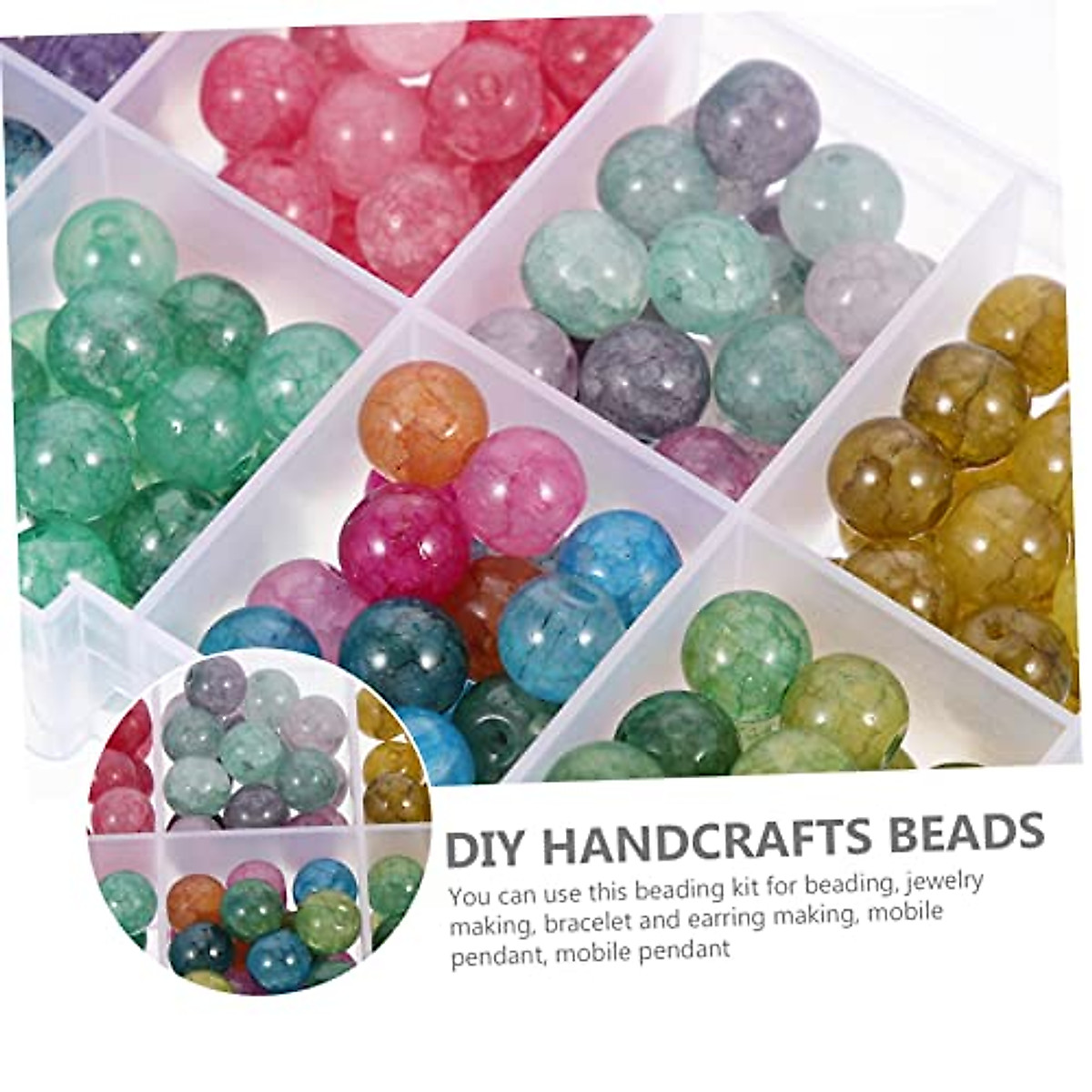 COHEALI DIY Handmade Beads Gemstone Bead Bracelet Jewelry Bracelets Glass Necklace Jewelry DIY Round Beads Glass Spacer Beads DIY Craft Loose Bead DIY Beads Kit Glass Beads Set 200pcs