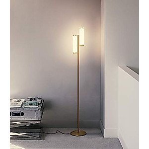 Brightech Gemini Floor Lamp, Dimmable Standing Lamp with Two Lights for Bedroom Reading, Modern Tall Tree Lamp for Offices, Mid-Century LED Lamp for Living Rooms, Great Living Room Decor - Gold/Brass