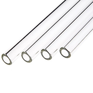 ALINK Clear Straight Glass Drinking Straws, 9" x 10 mm Reusable Smoothie Straws, Set of 4 with Cleaning Brush