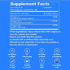 Life Strength ADK Supplement (90 CT) - Physician Formulated Vitamins A1, D3 & K2 (as MK7) for Bone Health - Immune System Support - Gluten Free, Soy Free, Non-GMO - Pack of 2