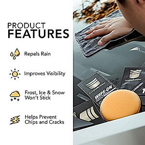 Simple Armour Liquid Nano Windshield Protector from Ice and Snow - Rain Protection for Your Car Windshield - Full Installation Kit with Cleaning & Coating Wipe, Microfiber Cloth, & Car Buffer Pad