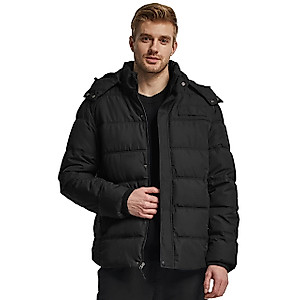 wantdo Men's Winter Thicken Puffy Coat Puffer Jacket with Removable Hood (Black, X-Large)