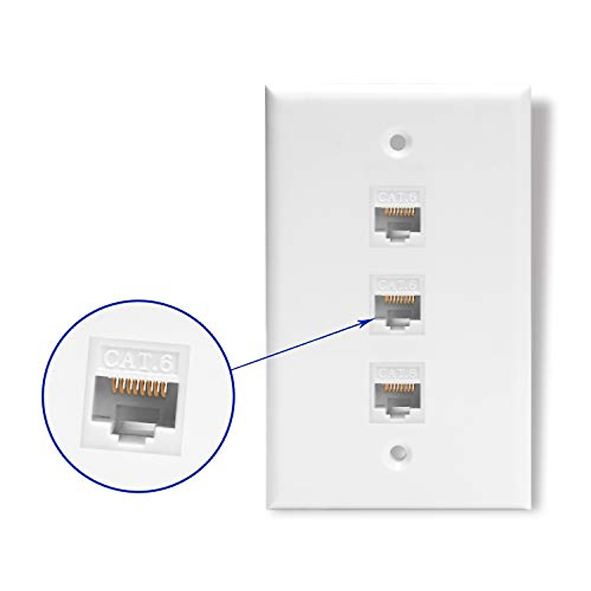 Ethernet Keystone,Cat6 Coupler Jack Network Cable Female to Female Jack，Compatible with Cat7 Cat6 Cat6a Cat5e Cat5-10 Pack White