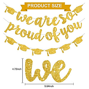 BEISHIDA Gold We are So Proud of You Banner(pre-strung),2024 Graduation Banners, Grad Congrats Class of 2024 Party Supplies,Garland for Congratulation Graduation Decor.