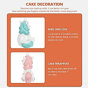 NUOBESTY Mini Unicorns Figure Animals Models Landscape Accessories Birthday Cake Unicorns Decoration Bonsai Resin Craft Stocking Stuffer Gift for Kids Girls
