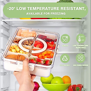 Dualshine Snackle Box and Divided Serving Tray with Lid,Snack Box Container 8 Compartment Tackle Box for Snacks and Travel Snack Container,Snack Containers with Dividers for Fruit and Party（2pack）
