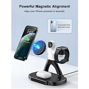 OBRFFE Wireless Charging Station 3 in 1, 18W Fast Magnetic Wireless Charger for Apple Devices, Compatible with iPhone 15/14/13/12 Pro Max, AirPods 3 2 Pro, iWatch Series for Bedside/Office/Desk