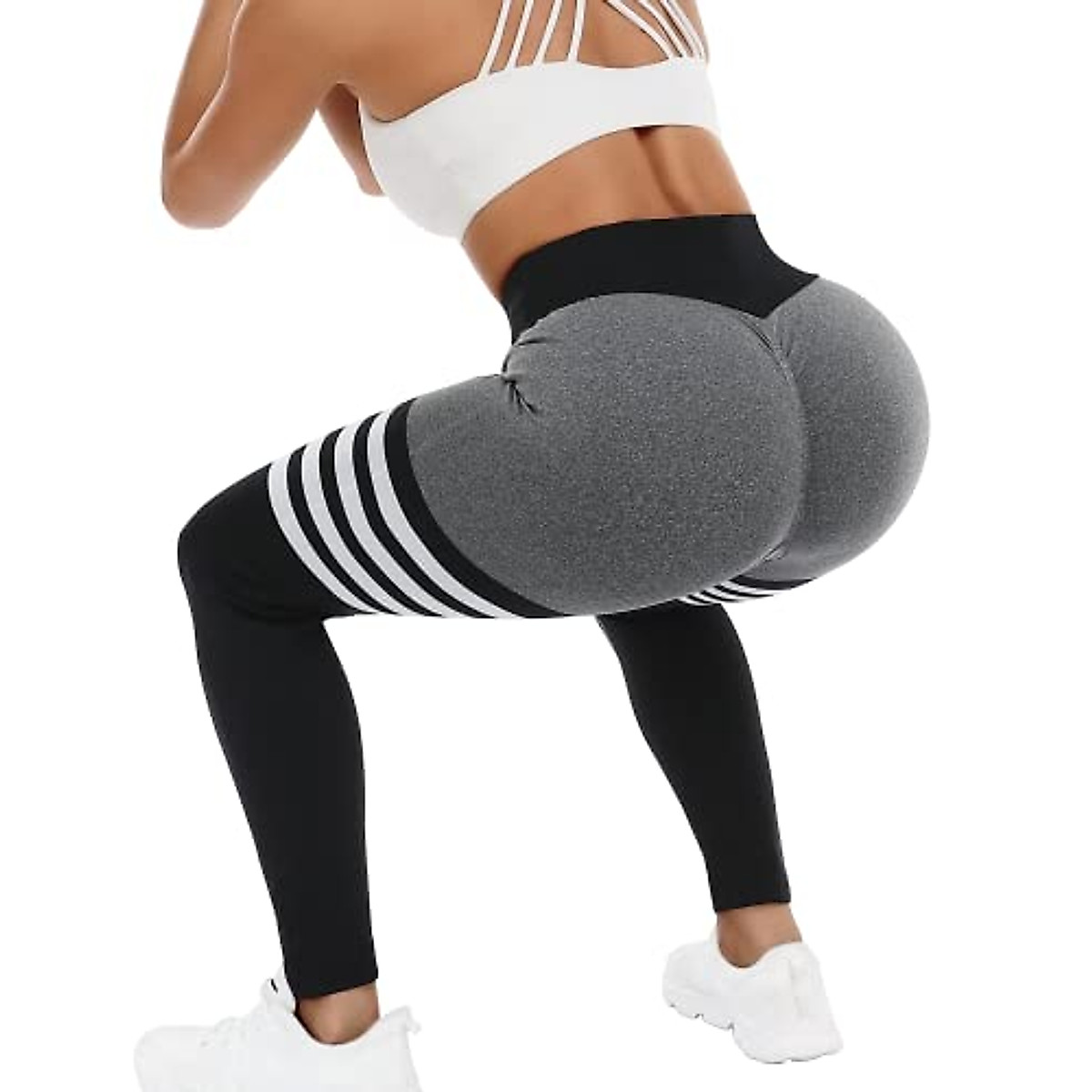 A AGROSTE Cross Butt Lifting Workout Leggings for Women Booty High Waisted Yoga Pants Scrunch Butt Gym Seamless Tight