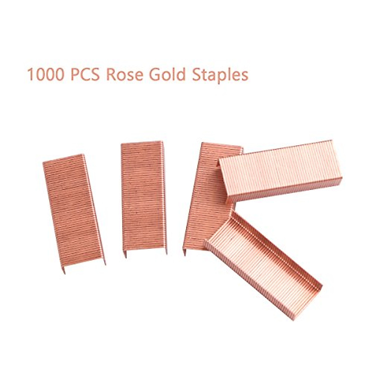 Unime Rose Gold Stapler Acrylic Desktop Stapler with 1000 PCS Rose Gold Staples and 10 Pieces Blinder Clips for Office School Home Accessory