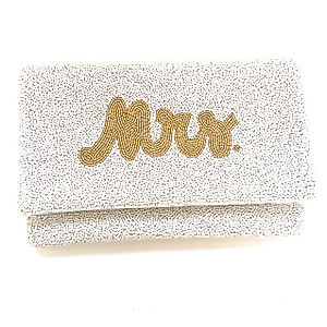 BRIDE Gifts, Gifts for Bride, Wedding Gift, Bride To Be Gift, Bride Clutch Purse, Engagement Gift, Seed Beads Clutch, Bride Beaded Clutch, MRS Bride Bag, White