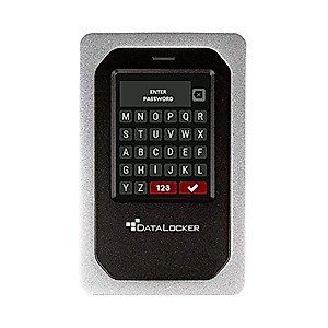 DataLocker DL4 FE 1 TB Password Protected Hardware Encrypted HDD, Easy Screen Guided Use, AES 256, IP64 Dust, TAA Compliant Trusted Supply Chain, OS Independent, USB-C/USB-A