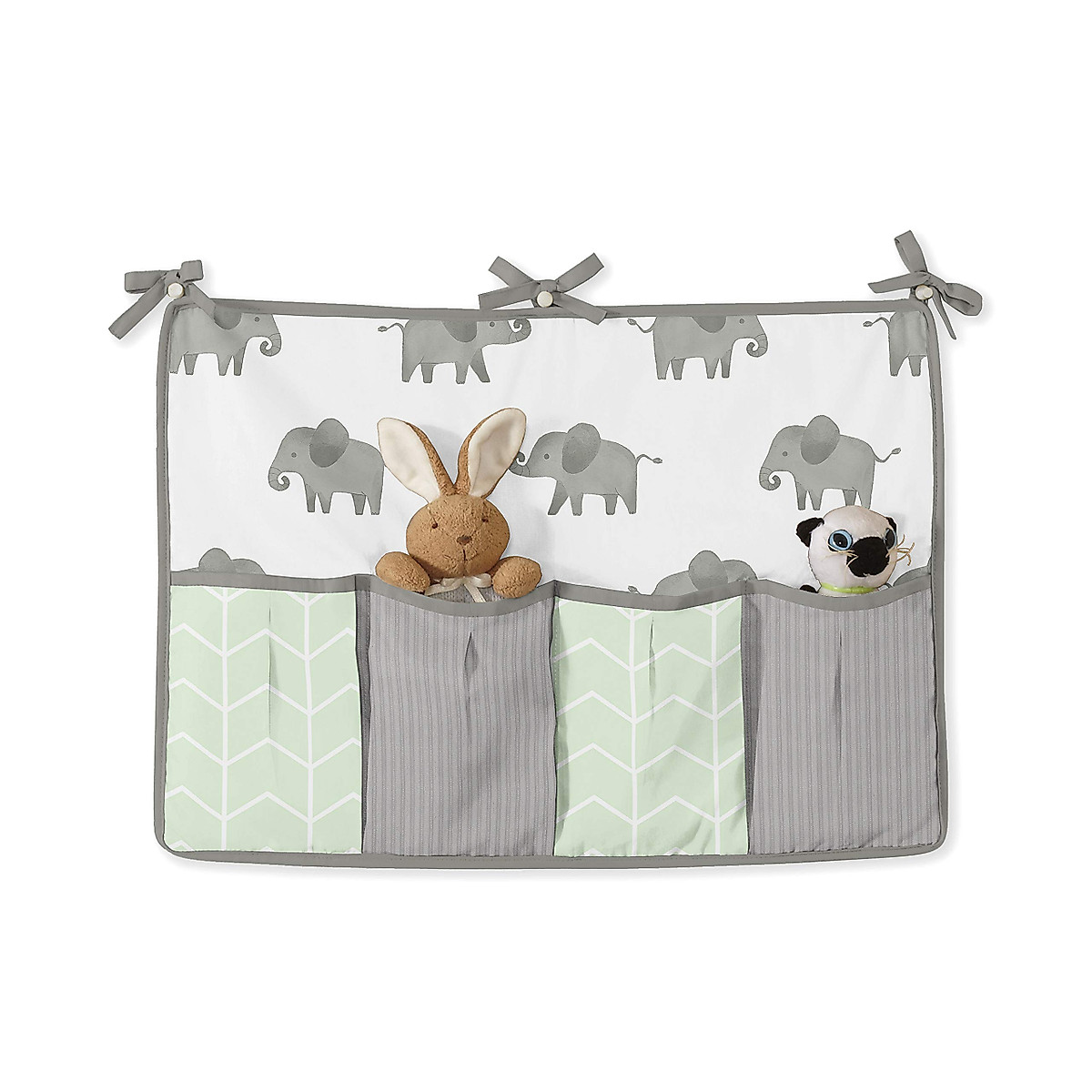 Sweet Jojo Designs Mint, Grey and White Watercolor Elephant Safari Baby Unisex Crib Bedding Set - 11 pieces