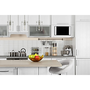 Brushed Nickel Pendant Lights Kitchen Island - Medium Clear Glass Pendant Light Fixture