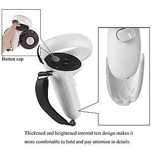 MUGEYMYD Touch Controller Grip Cover and Lens Cover for Oculus Quest 2 Accessories, Sweat-Proof and Anti-Throw, Protector with Knuckle Straps.(White)