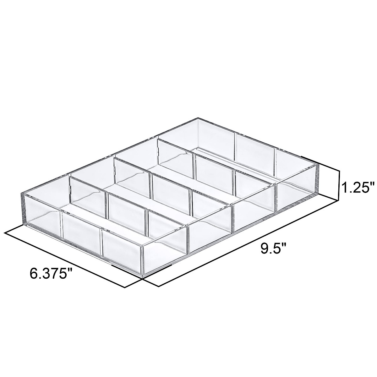 Amazing Abby - Soleil - Acrylic 4-Compartment Sunglass Organizer, Plastic Eyeglass Display Case, Transparent Jewelry Storage Tray, Clear Beauty Supply Holder, Great for Bedroom and Bathroom