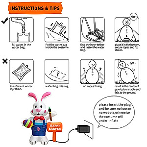 Domkom 8FT Easter Inflatable Decorations Standing Bunny Holding Egg and Paintbrush, Build-in LED Lights Holiday Blow Up Yard Decoration, for Easter Holiday Party, Outdoor,Garden, Yard Lawn Decor