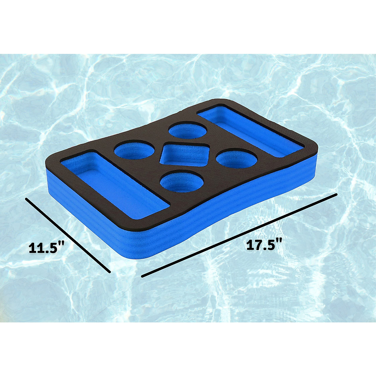 Polar Whale Floating Spa Hot Tub Bar Drink and Food Table Blue and Black Refreshment Tray for Pool or Beach Party Float Lounge Durable Fade Resistant