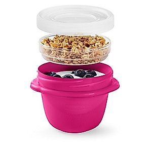 Rubbermaid TakeAlongs 2-Compartment Meal Prep and Food Storage Kit, 30 Pieces including Lids, BPA-Free Plastic, Beet Red