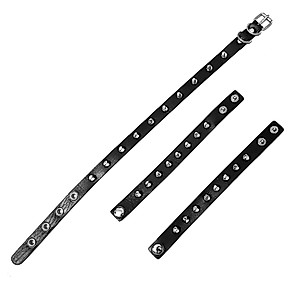Tosmifairy Cute Leather Black Choker Studded Bracelets Cuffs Punk Goth Accessories Jewelry Set for Women Costume (Black J)