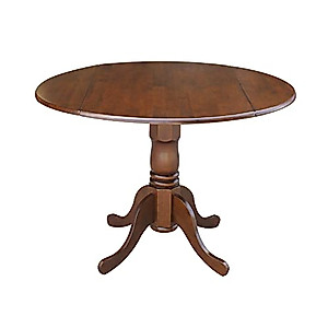 International Concepts Round Dual Drop Leaf Pedestal Table, Espresso, 42"