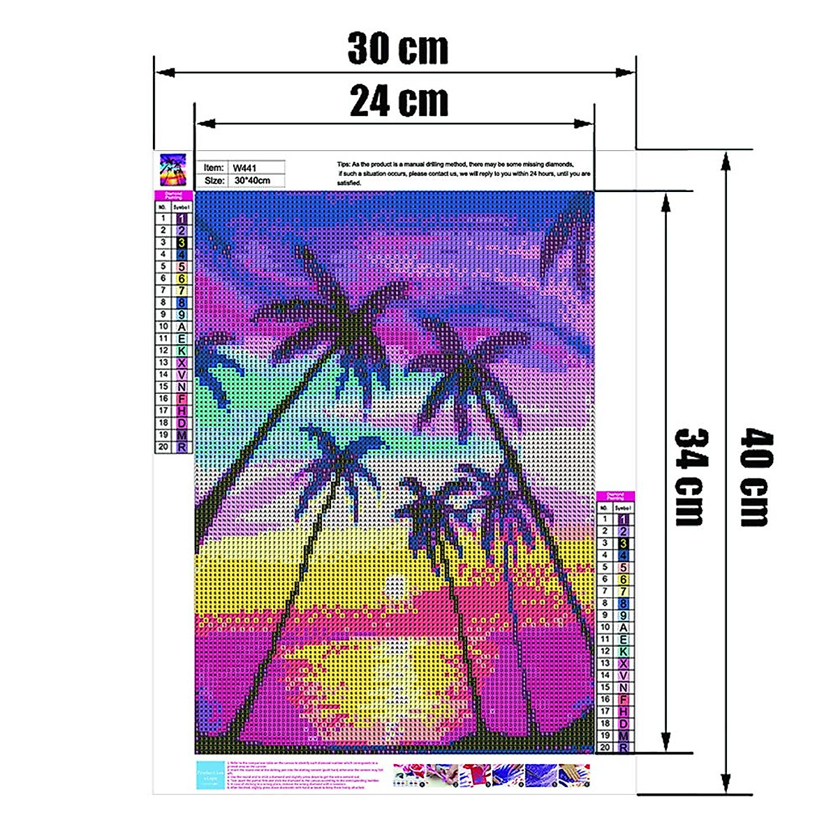 DIY 5D Diamond Painting by Number Kit,Crystal Rhinestone Diamond Embroidery Paintings Cross Stitch for Home Wall Decor Rainbow Coconut Tree,11.8 x 15.7 inch