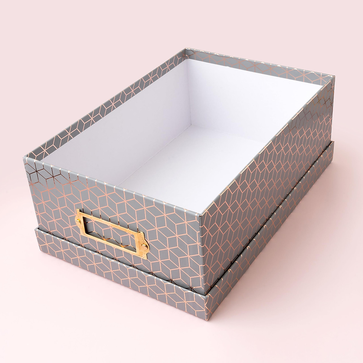 DCWVE Die Cuts with A View Photo Box PB-002-00022, Gray Geo W/Rose Gold Foil