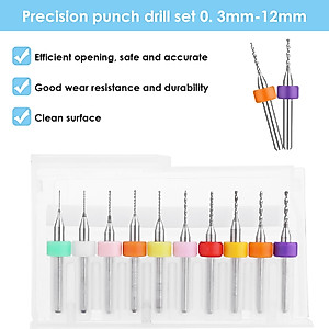 50 Pcs Micro Drill Bit Set Micro Drill Bits Tungsten Steel PCB Print Circuit Board Flute CNC Router Bits Shank for Rough Stone Jewelry Punching Engraving (0.3-1.2 mm)