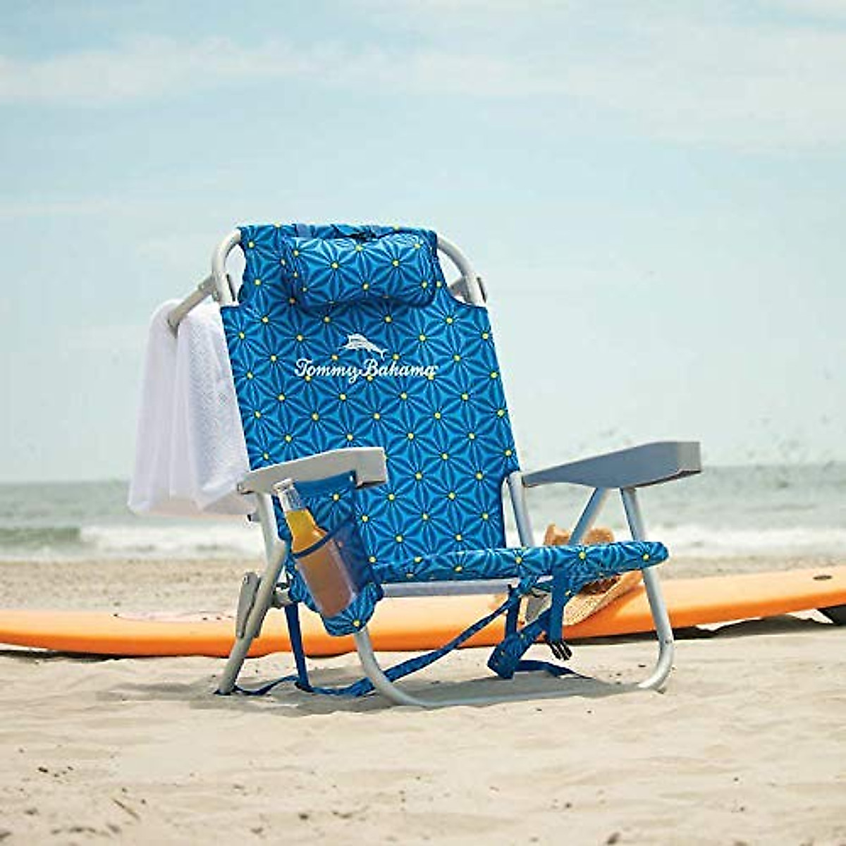 Tommy Bahama Backpack Cooler Beach Chairs - Blue Floral