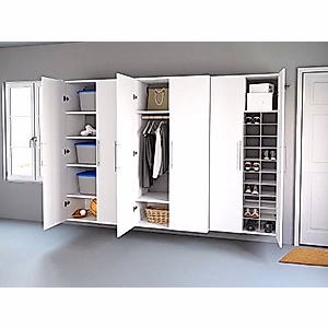 Prepac HangUps Shoe Storage Cabinet, 16"D x 30"W x 72"H, White