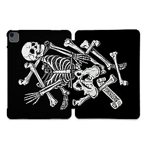Halloween Skeleton Bones Skull Pattern Case Compatible with All Generations iPad Air Pro Mini 5 6 11 inch 12.9 10.9 10.2 9.7 7.9 Plastic Fabric Cover Slim Smart Stand SN517 (8.3" Mini 6th gen)