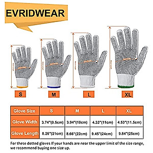 Evridwear Cotton Polyester String Knit Shell Safety Protection Work Gloves for Painter Mechanic Industrial Warehouse Gardening Construction Men & Women 12 Pairs, With one Side Dots, L Size