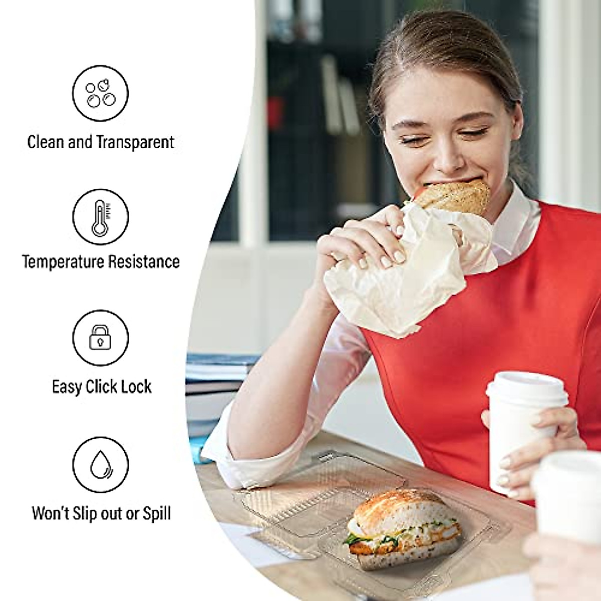 MT Products Disposable Sturdy Plastic Hinged Loaf Containers - Durable Medium Hoagie or Sandwich Container – Inside Dimensions of 8 in x 4 in x 3.85 in (Pack of 20) Made in The USA