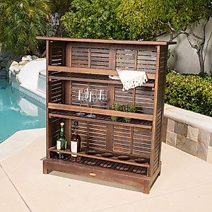 Christopher Knight Home Riviera Acacia Non-FSC KD Wood Bar, Rich Mahagony, Dimensions: 39.40”L x 16.50”W x 43.30”H