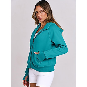 ANRABESS Womens Cropped Zip Up Hoodies Fleece Sweatshirts Zipper Jackets Hooded Pullover Sweaters 2024 Teens Preppy Clothes Medium