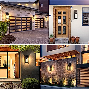 2-Pack Outdoor Wall Light Fixtures, Exterior Waterproof Anti-Rust Wall Lanterns with Glass Shades, Matte Black Porch Sconces Wall Mounted Lighting, E26 Modern Wall Sconces for Patio Front Door Garage