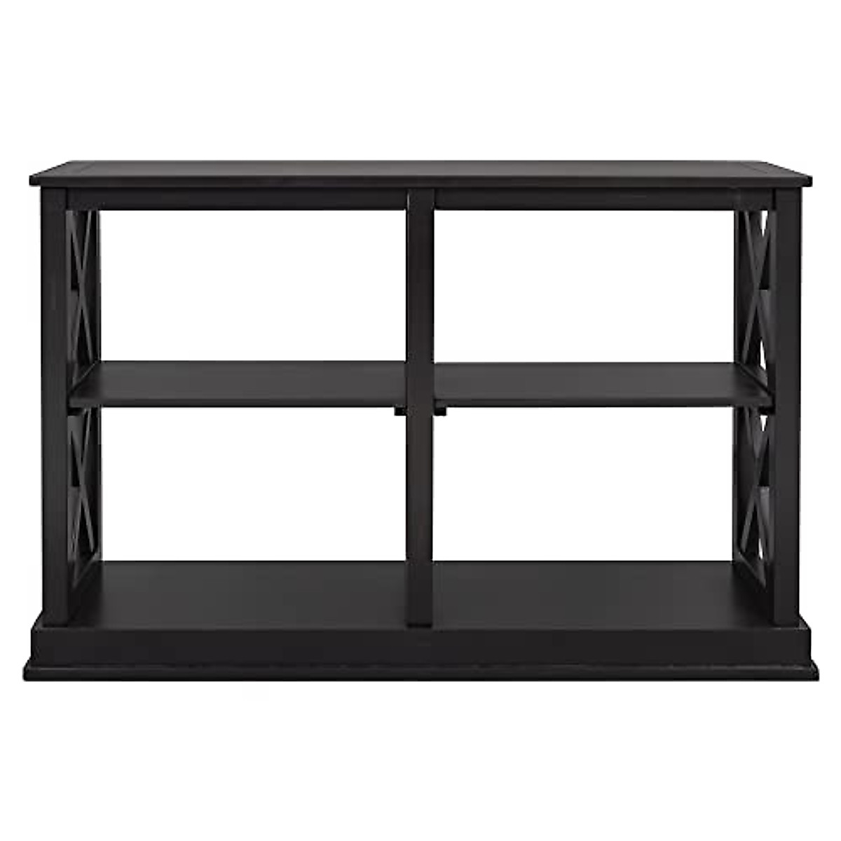 Lifeand 3-Tier Open Storage Spaces and “X” Legs, Narrow Sofa Entry Living Room Console Table, Black