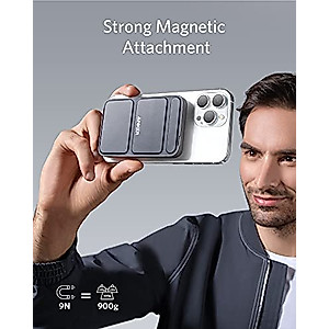 Anker 622 Magnetic Battery (MagGo), 5000mAh Foldable Magnetic Wireless Portable Charger and USB-C for iPhone 14/13/12 Series (Interstellar Gray)