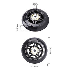 TOBWOLF 8 Pack 70mm 82A Indoor Inline Skate Replacement Wheels, Indoor Skating Wheels with ABEC-7 Bearings, Luggage Wheels, Training Wheels for Scooter - Black