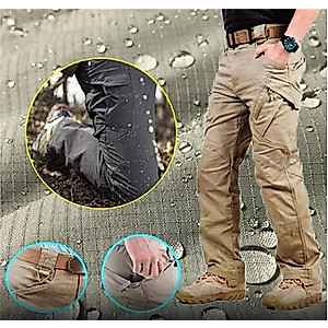 LELEBEAR 2021 Upgraded Tactical Waterproof Pants, Mens Waterproof Hiking Tactical Trousers for Combat Outdoor Hiking (Gray, XX-Large)