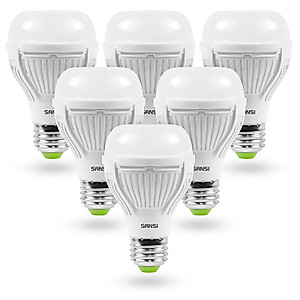 SANSI 100W Equivalent A19 LED Light Bulb, 1600 Lumens 5000K Daylight White Bulb with Ceramic Technology, 6 Pack 22-Year Lifetime, Non-Dimmable, Efficient, Safe, 13W Energy Saving for Home Lighting