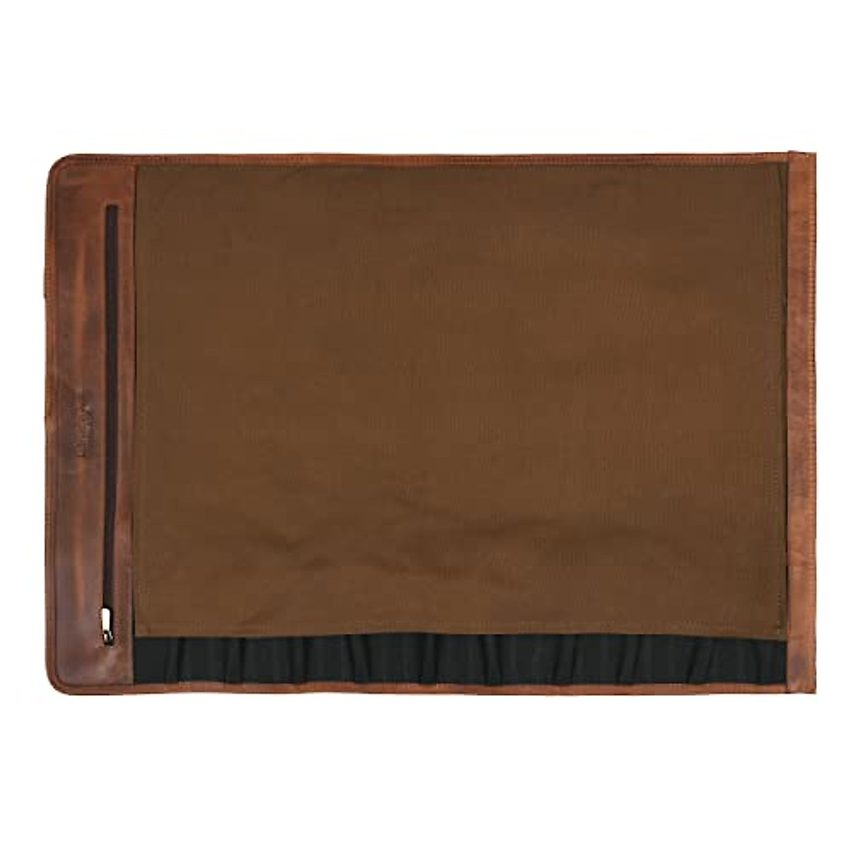 Leather Canvas Knife Roll Storage Bag Expandable 10 Pockets Detachable Shoulder Strap Travel-Friendly Chef Knife Case Roll By Aaron Leather Goods (Cleveland, Canvas Leather)