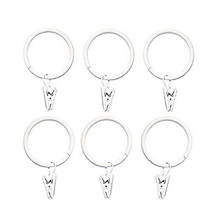 LIMNUO 1.5 inch Metal White Curtain Rings with Clips Set of 14,White