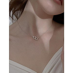 Jewellery for Women,Girl Necklace, Silver Women's Necklace, Double Ring Pendant Party Jewelry (Color : N0109)