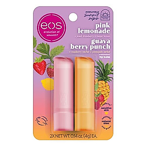 eos Sunset Sips Lip Balms- Pink Lemonade & Guava Berry Punch, All-Day Moisture, Lip Care, 0.14 oz, 2-Pack