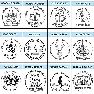 Butterfly Design, Monogram, Animals and Flowers. Custom Book Seal embossers Personalized Gift from The Library Book Belongs to Classroom